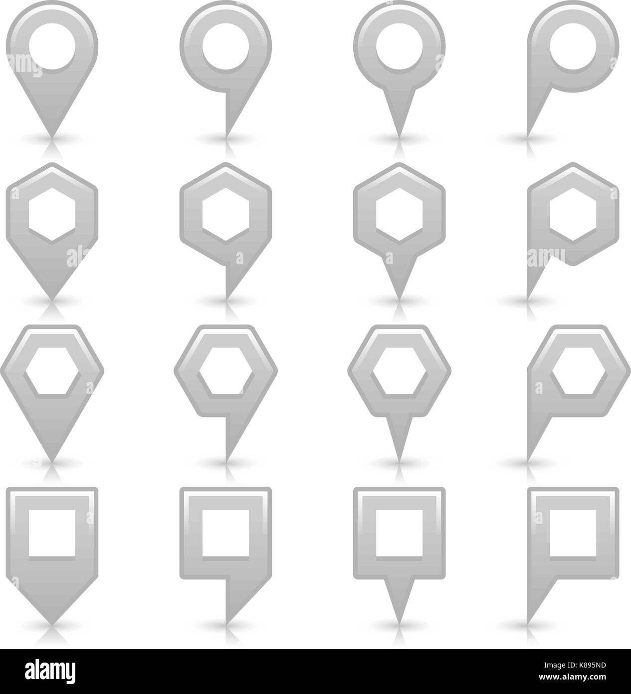 Flat gray color map pin sign location icon with gray shadow and ...