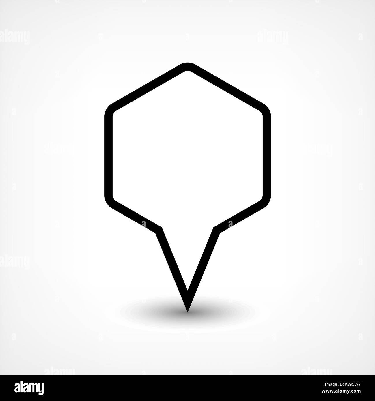 Map pin location sign rounded hexagon icon in flat style. Simple black ...