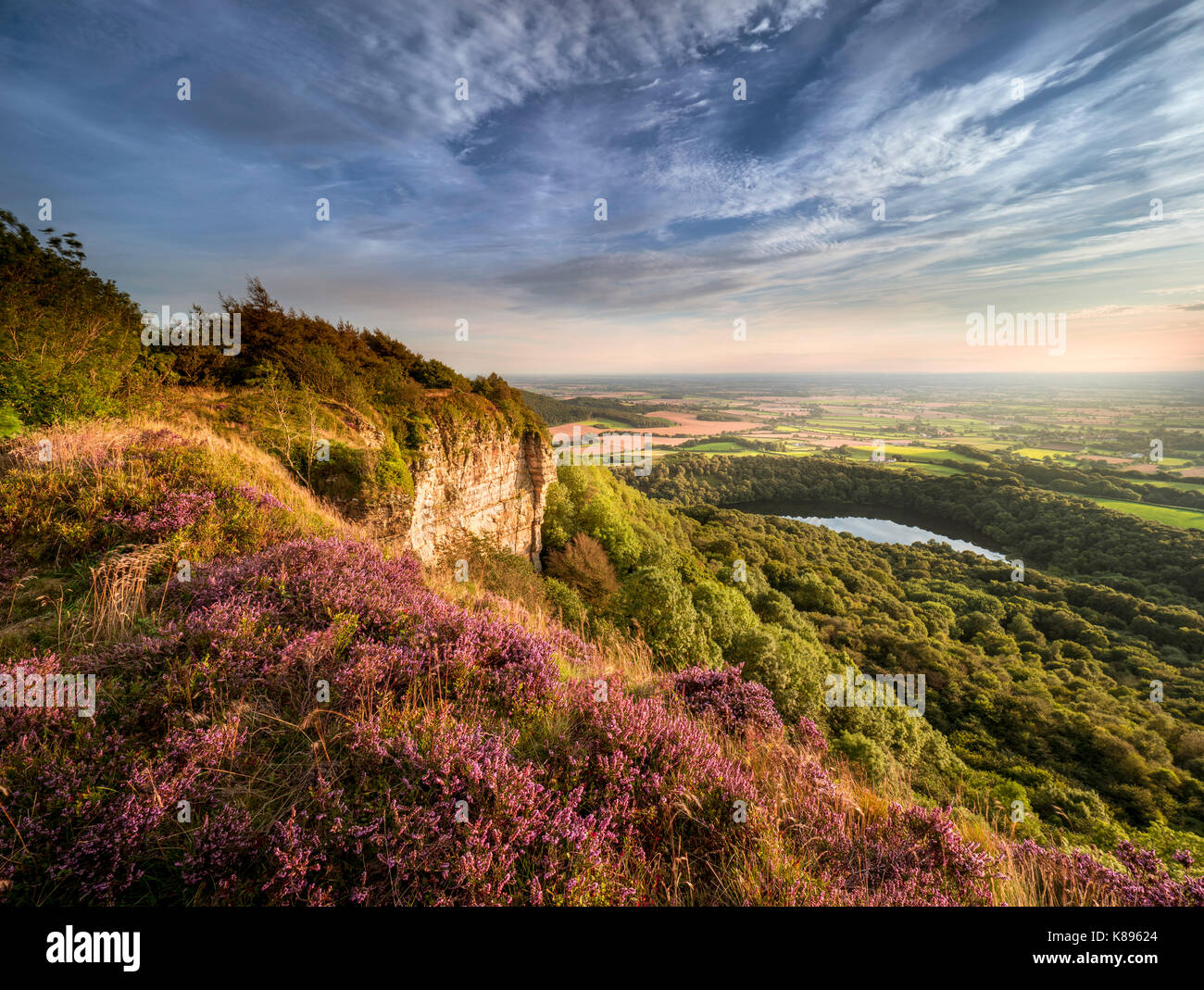 A stunning evening view of lake Gormire from Sutton bank Stock Photo ...