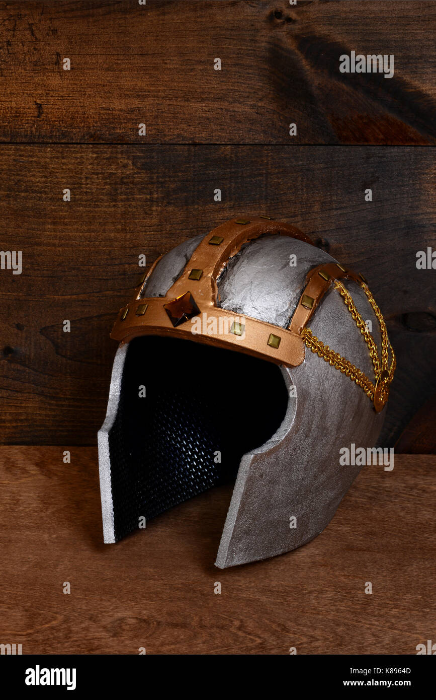 silver and gold warrior helmet Stock Photo - Alamy