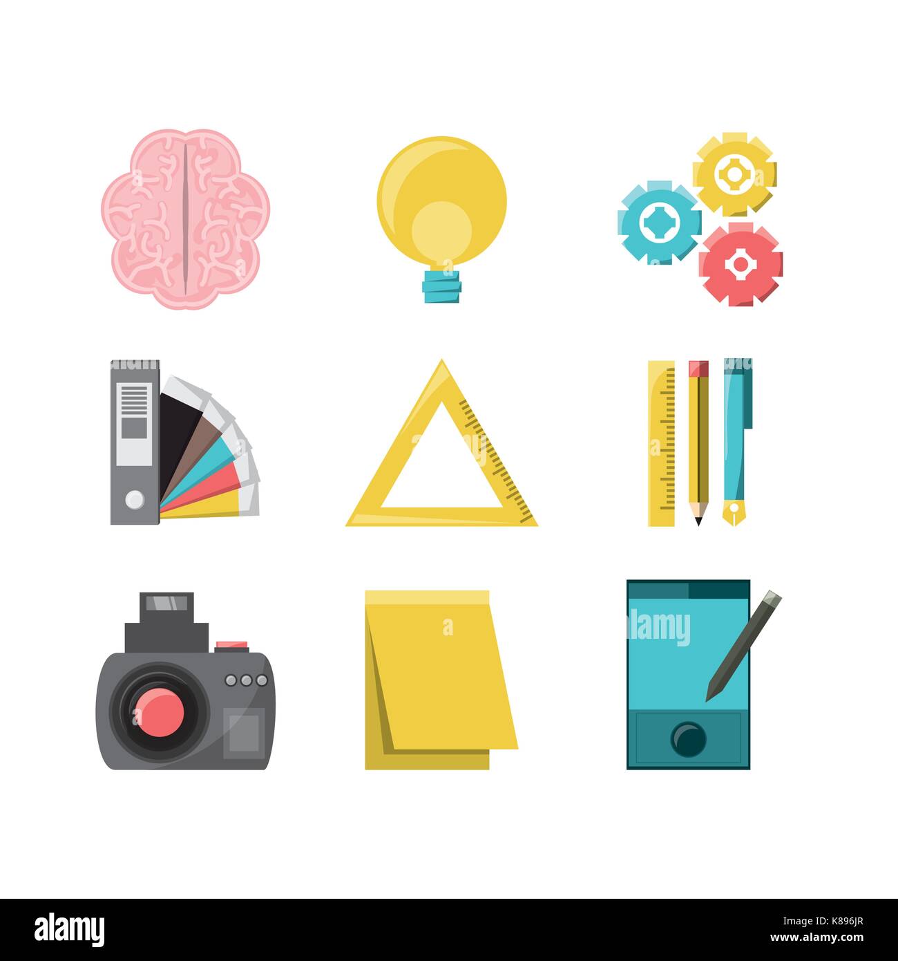 design thinking related icons over white background colorful design ...