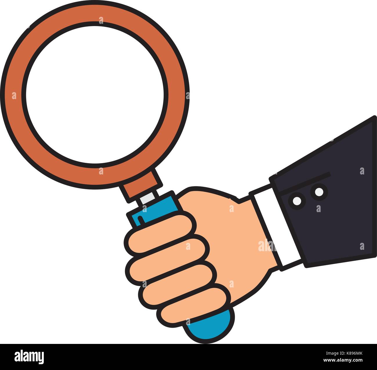 hand human with magnifying glass isolated icon vector illustration ...