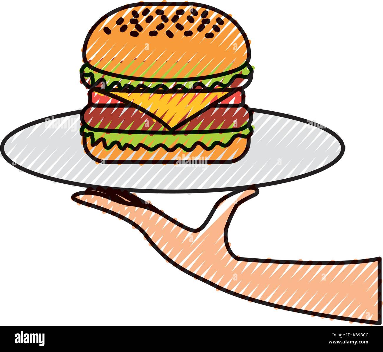 Hand holding hamburger meat lettuce Stock Vector Images - Alamy