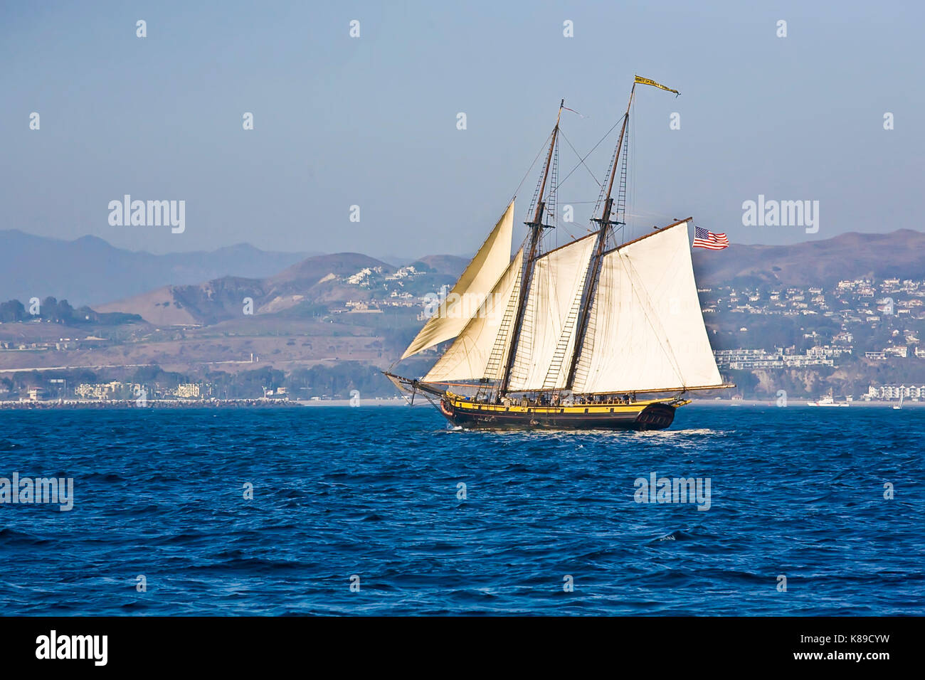 Tall Ship Spirit of Dana Point in Dana Point Harbor. This ship is a ...