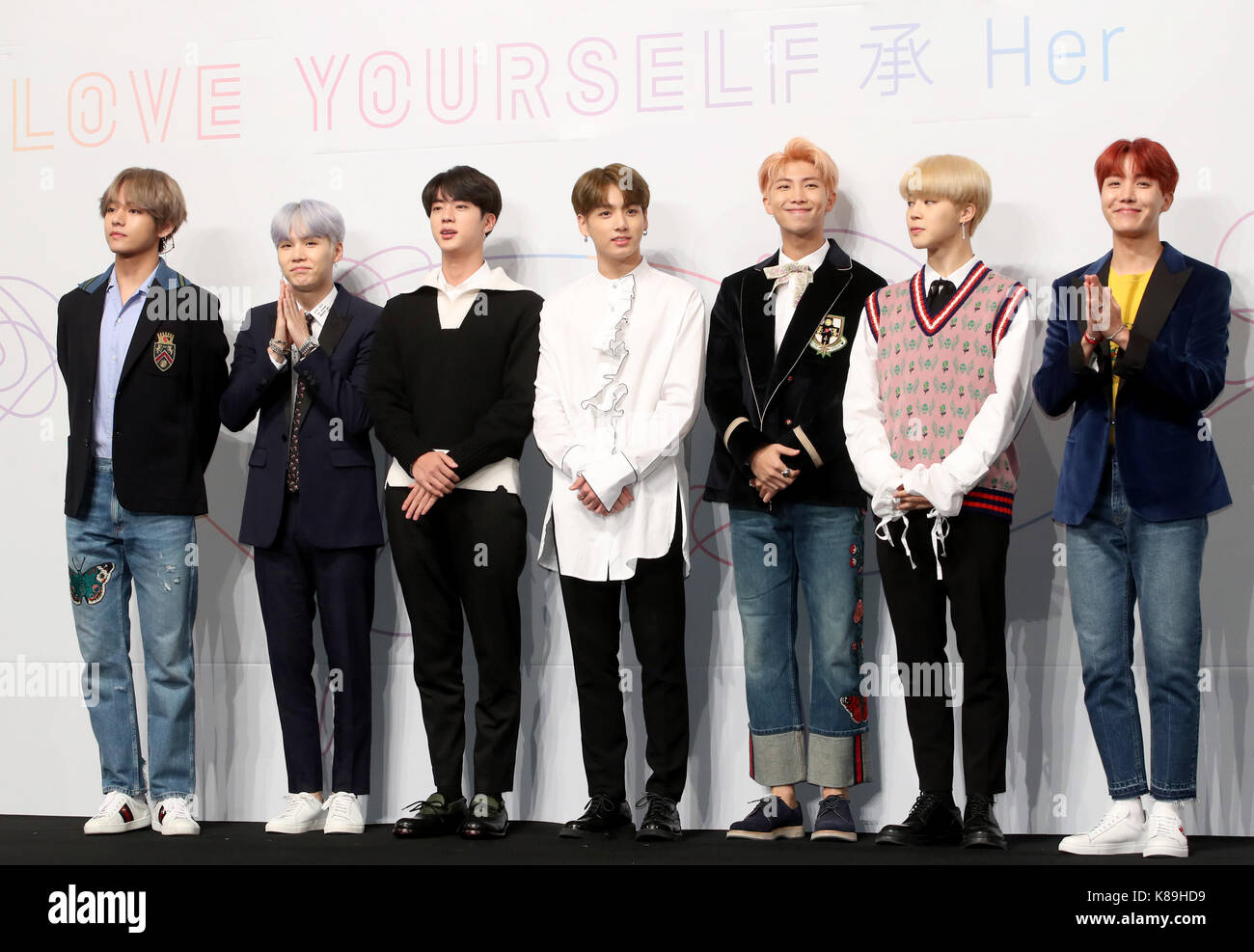 S. Korean boy group BTS South Korean boy group BTS poses for a photo ...