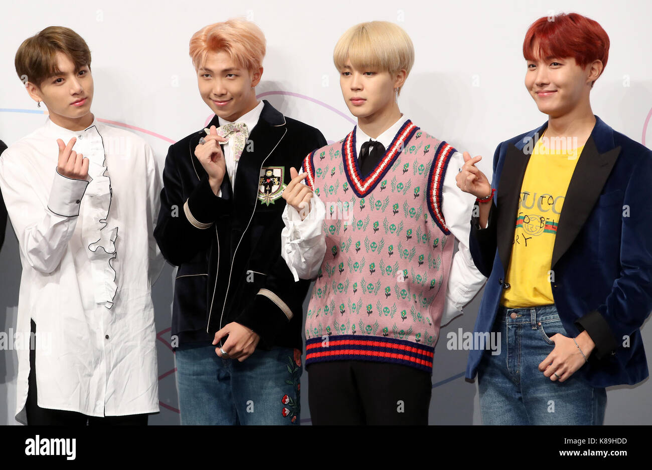 S. Korean boy group BTS South Korean boy group BTS poses for a photo ...