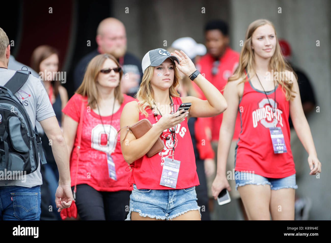 Ohio Stadium, Columbus, OH, USA. 16th Sep, 2017. Ohio State fans walk ...
