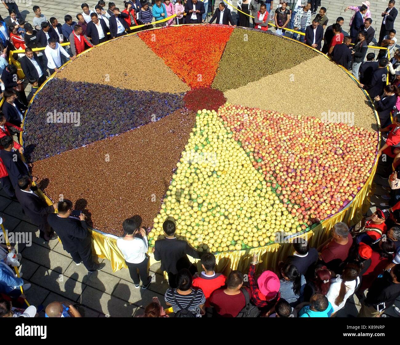 Luoyan, China. 17th Sep, 2017. About 1,800 kilogram of colorful fruits ...