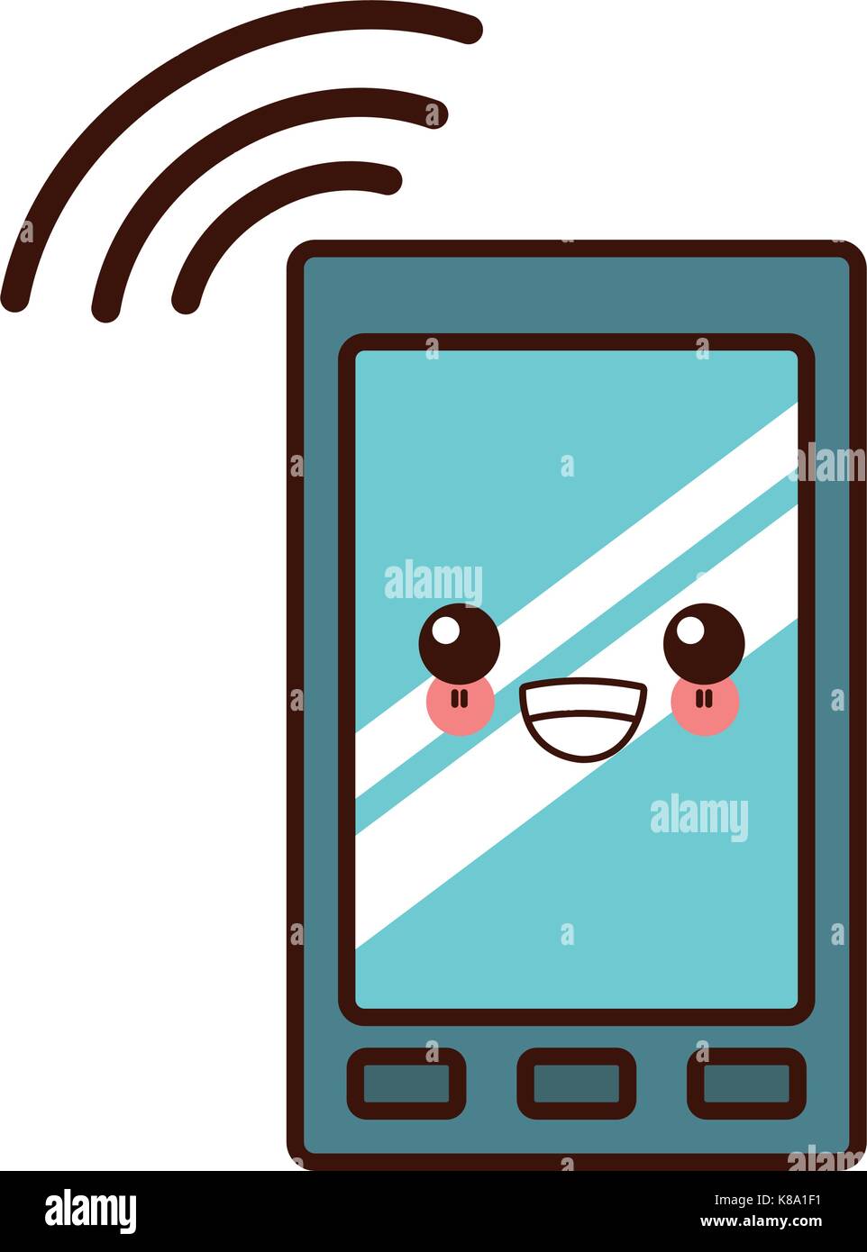 Smartphone mobile technology cute kawaii cartoon Stock Vector Image ...