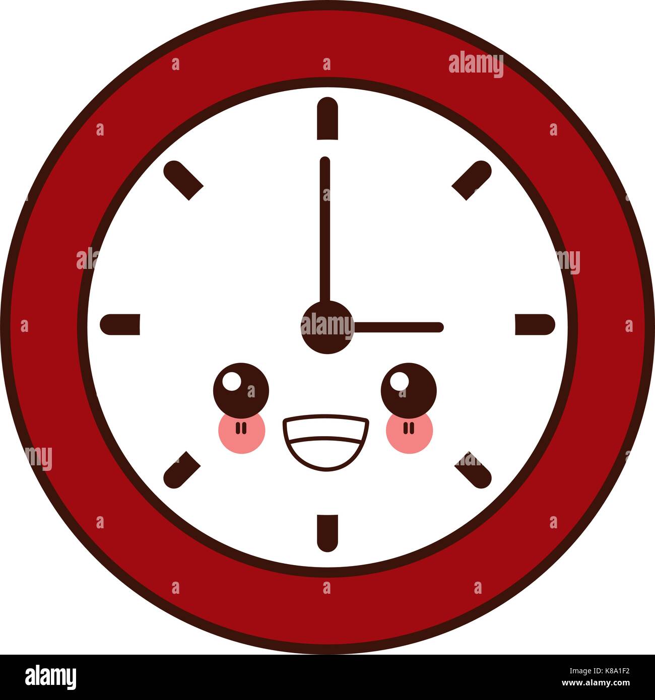 Wall clock isolated cute kawaii cartoon Stock Vector Image & Art - Alamy