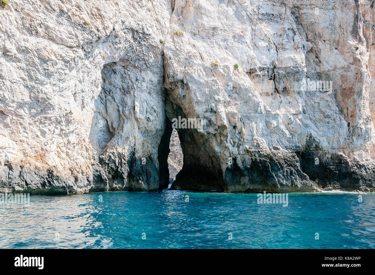 Deep blue waters in the the blue grotto, Malta Stock Photo - Alamy