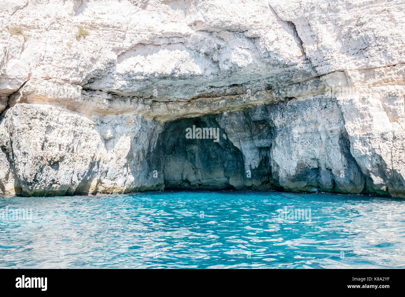 Deep blue waters in the the blue grotto, Malta Stock Photo - Alamy