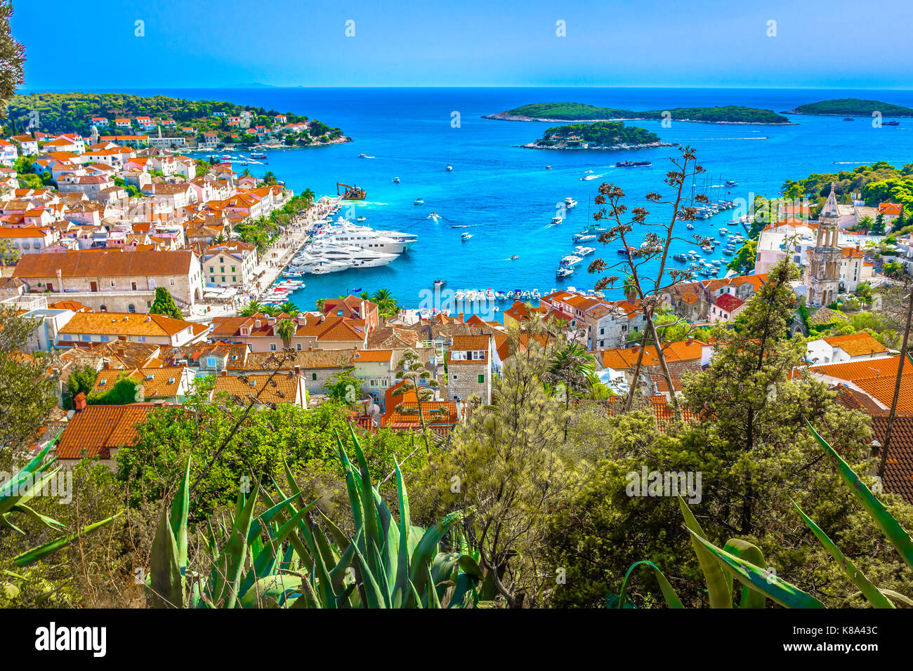 Aerial view hvar old town hi-res stock photography and images - Alamy