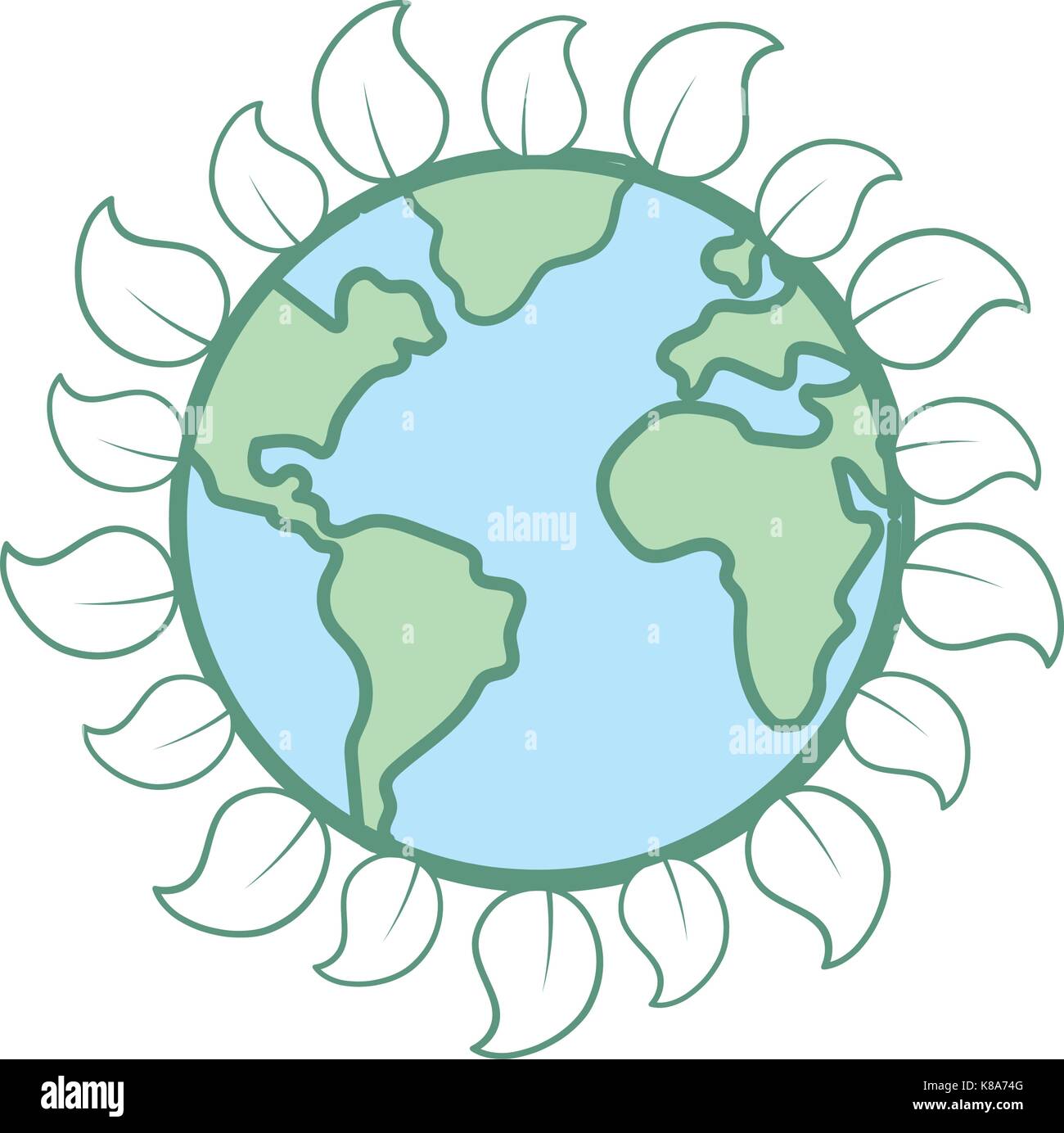 earth planet with ecological leaves design Stock Vector Image & Art - Alamy