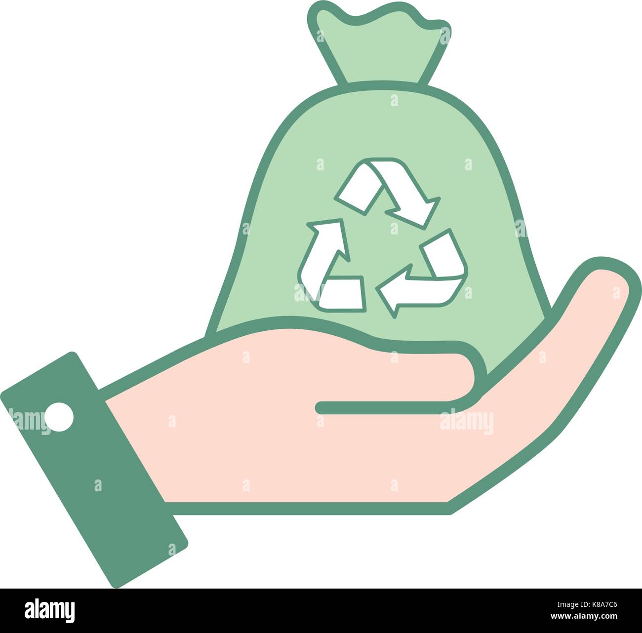 hand with bag recycle to environment care Stock Vector Image & Art - Alamy