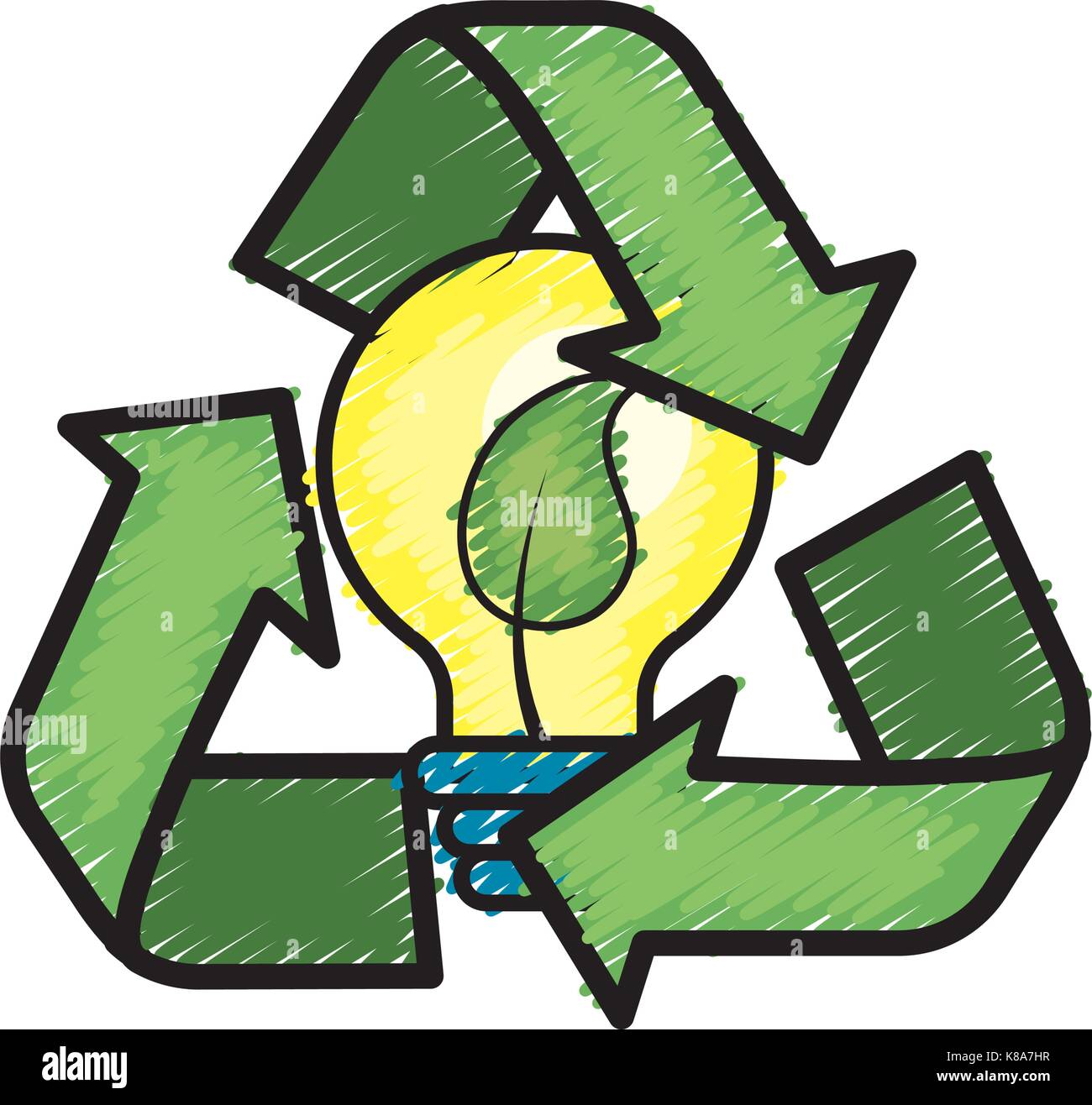 pretty environment symbol and bulb with leaf inside Stock Vector Image ...