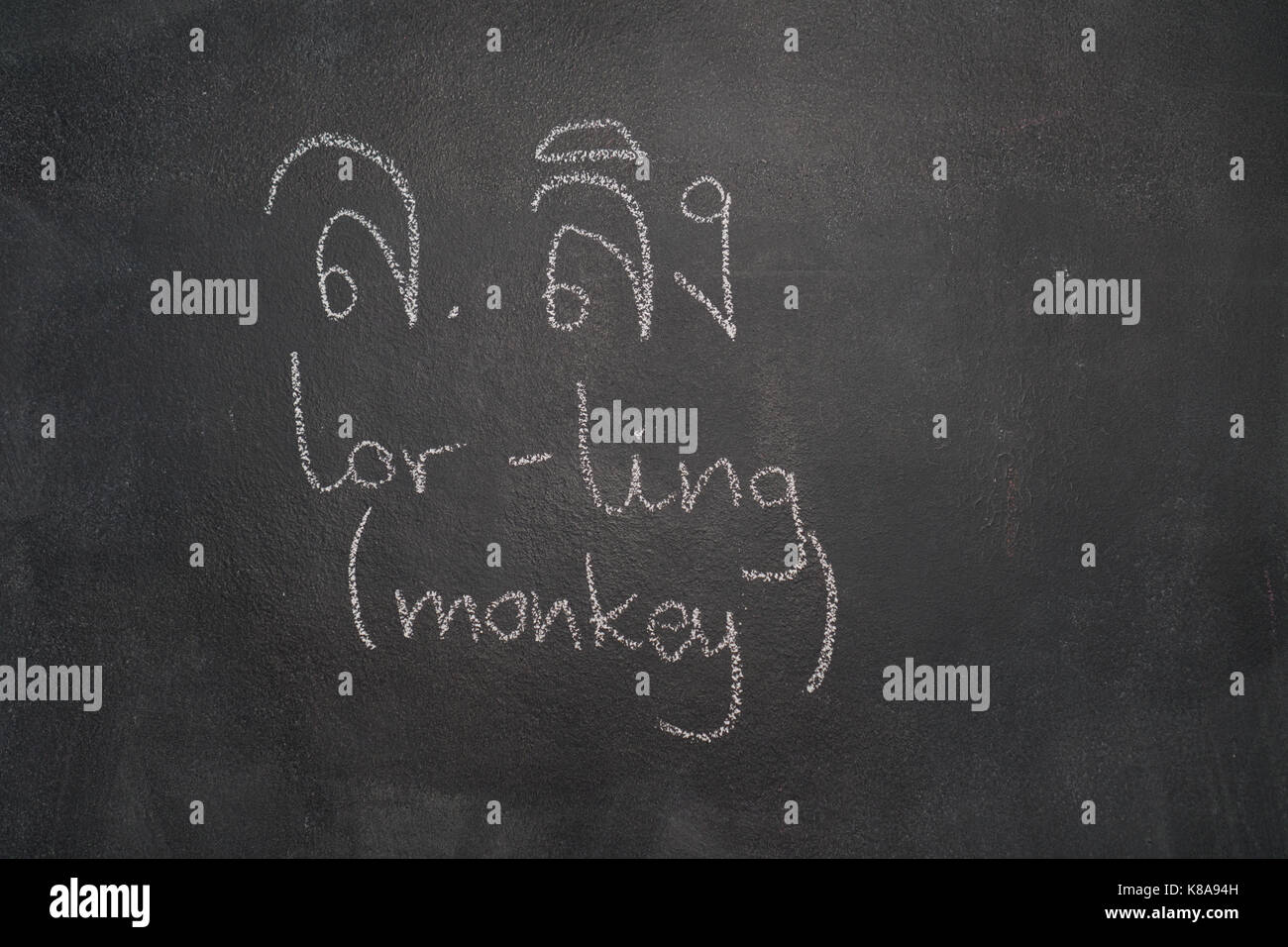 Thai letter written with white chalk on blackboard Stock Photo - Alamy