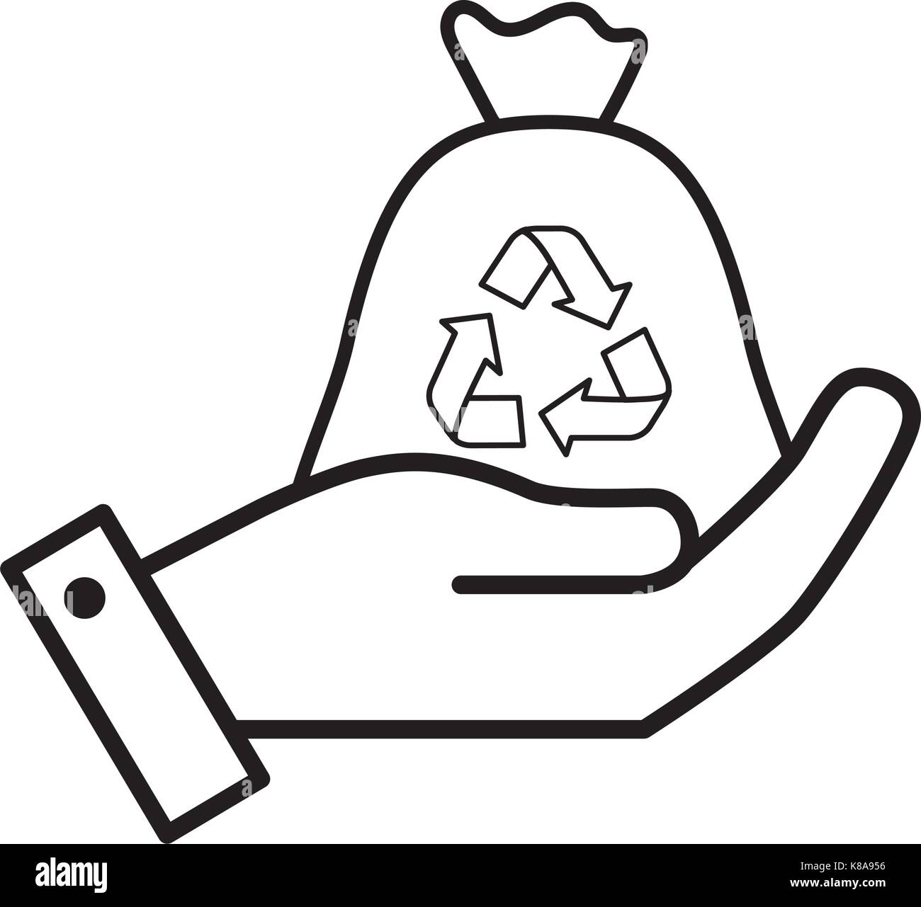 line hand with bag recycle to environment care Stock Vector Image & Art ...