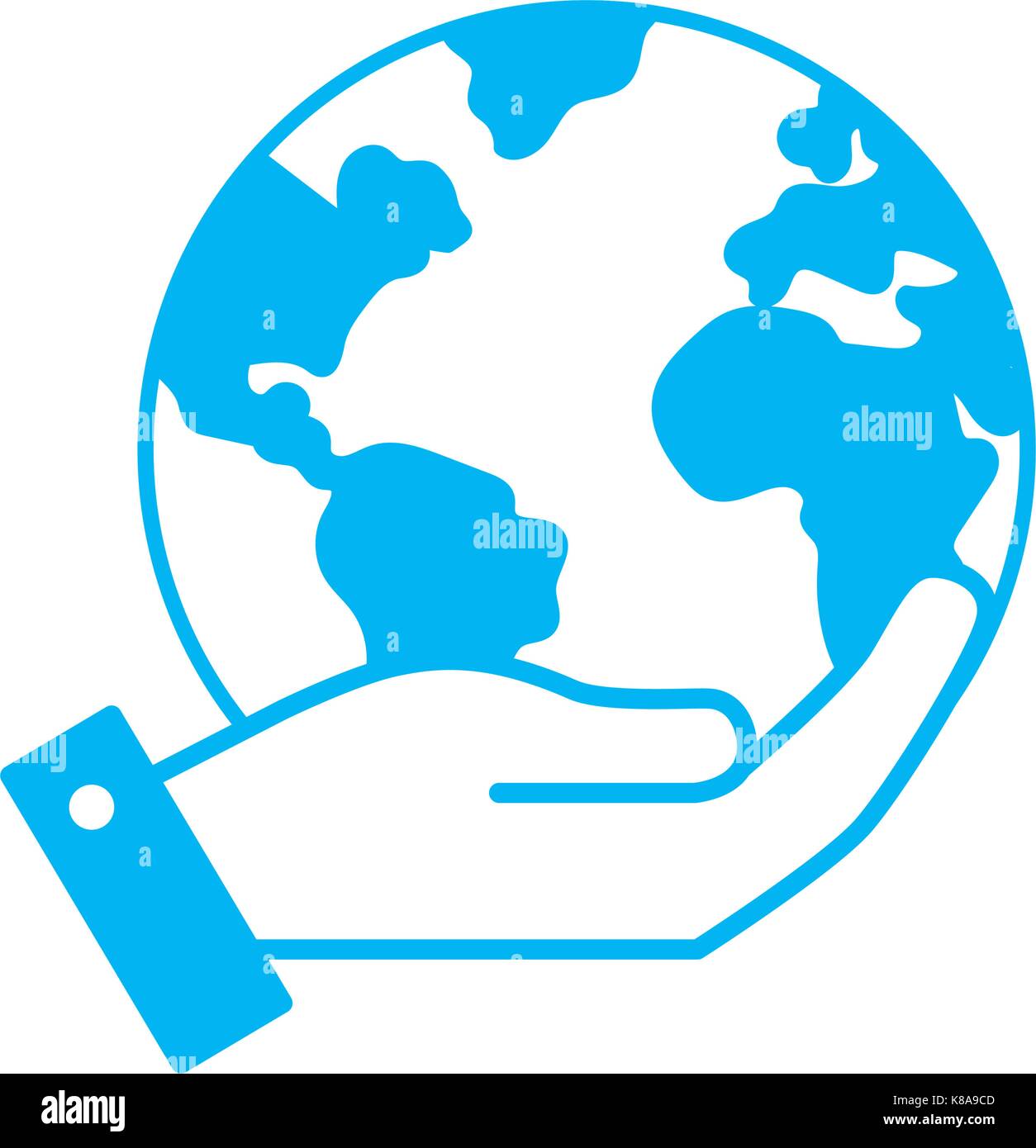 silhouette hand with earth planet and natural ecology Stock Vector ...