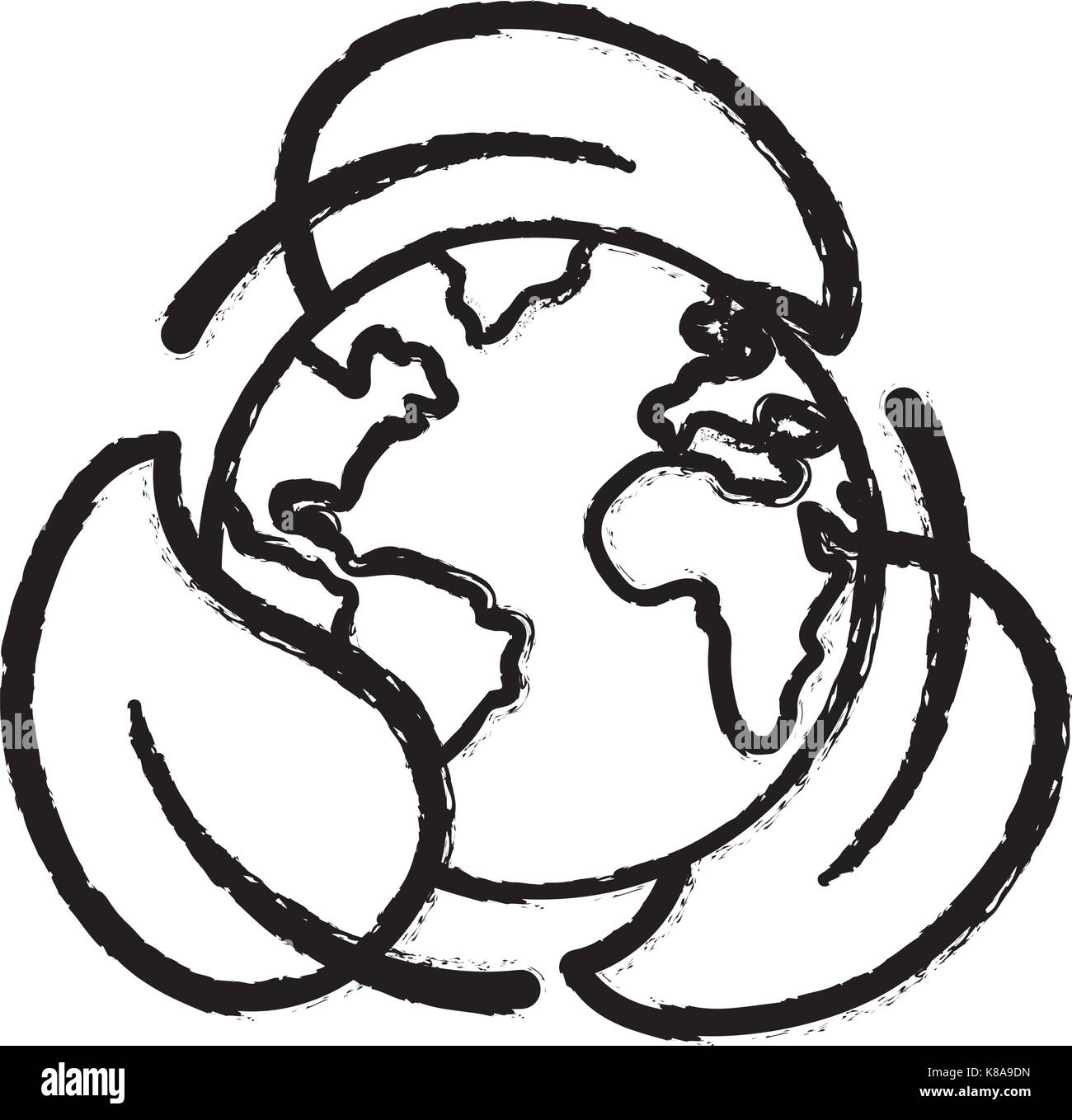 figure earth planet with ecological leaves design Stock Vector Image ...