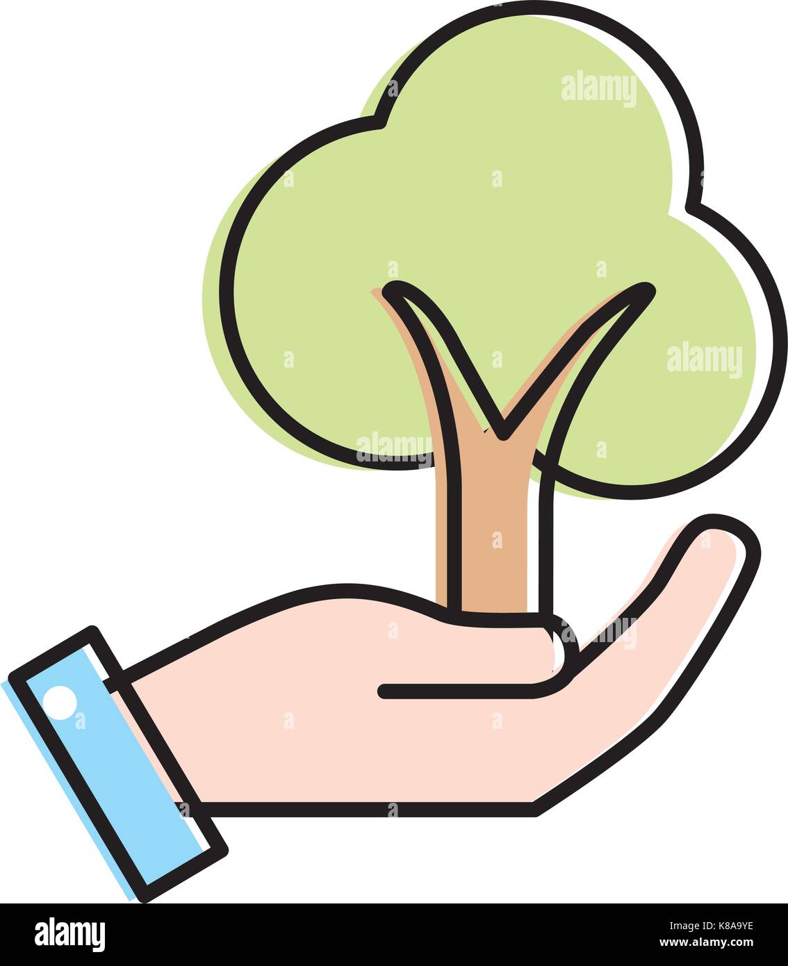 hand with ecological and natural tree icon Stock Vector Image & Art - Alamy