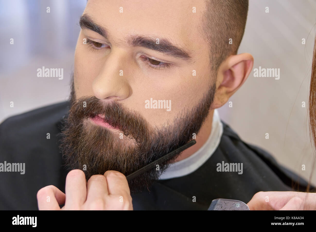 Beard grooming close up Stock Photo - Alamy