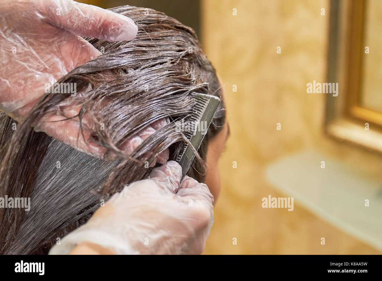 Brush dying female hair hi-res stock photography and images - Alamy