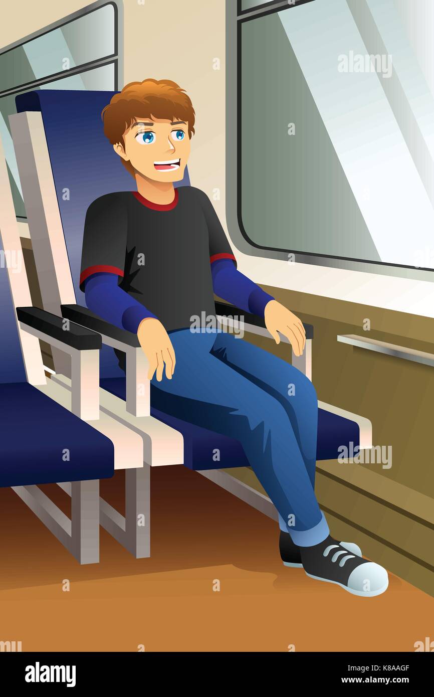 Man sitting in a bus Stock Vector Images - Alamy