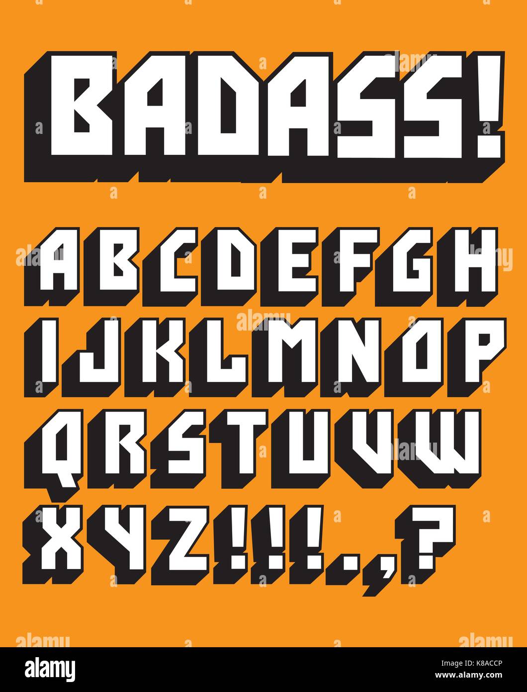 Badass Custom Retro Vector Alphabet Big bold alphabet of vintage style ...