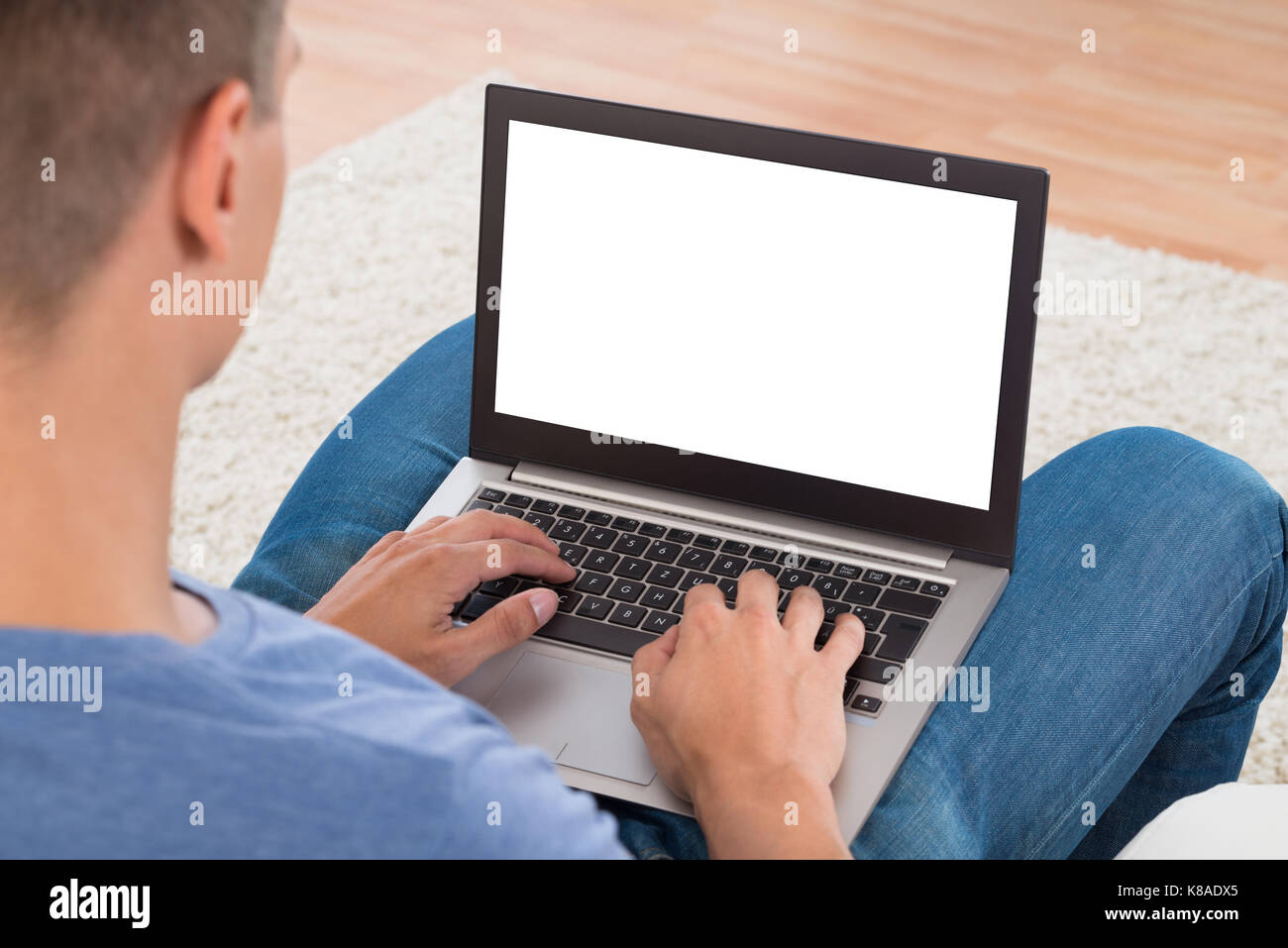 Home guy typing laptop working hi-res stock photography and images - Alamy
