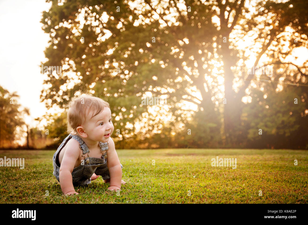 baby boy in country setting Stock Photo - Alamy