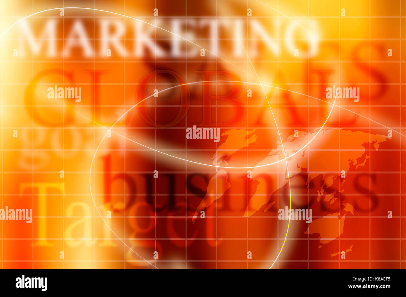 illustration with world map and text for business global marketing ...