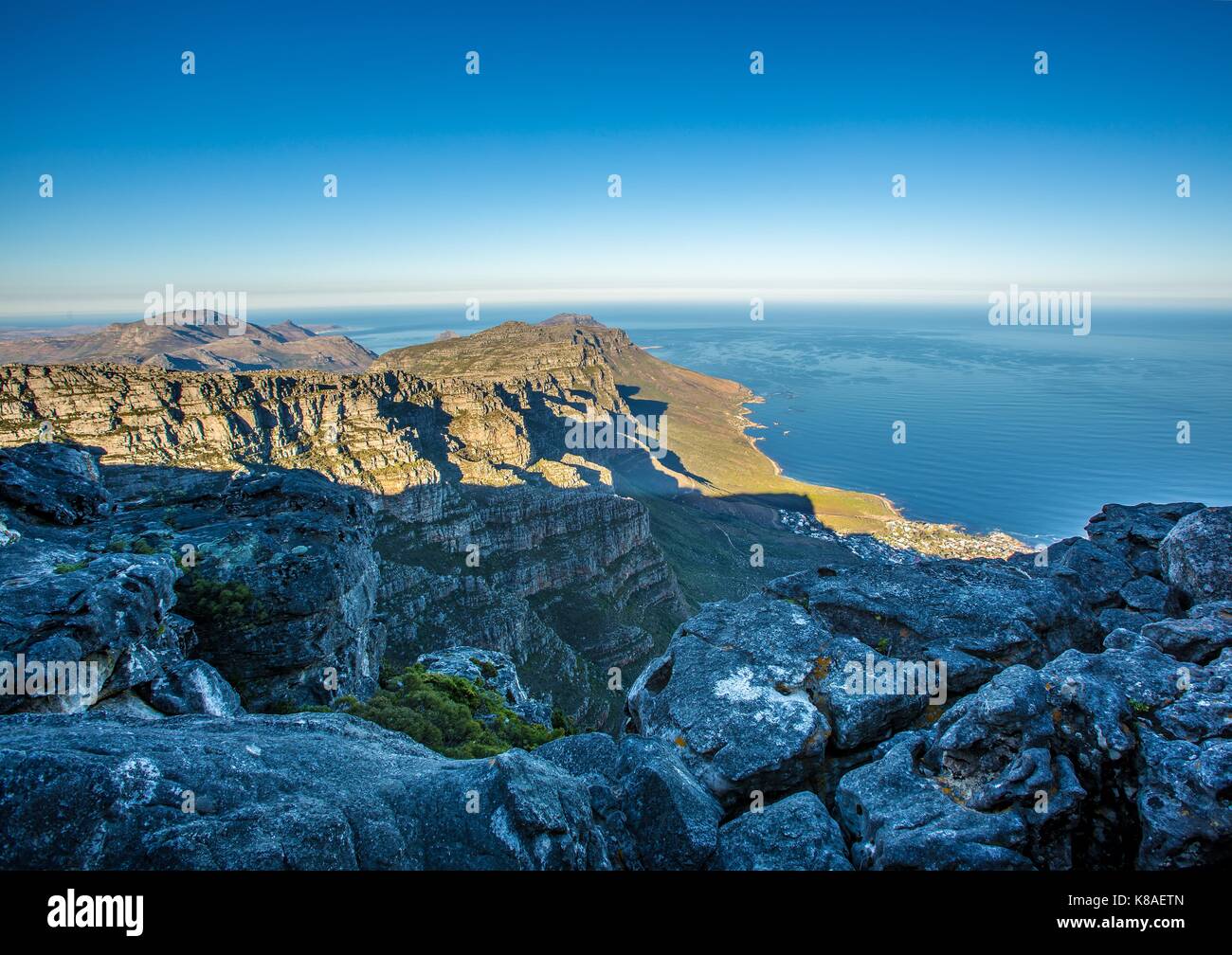 Landscape on top of the table mountain nature reserve in Cape Town at ...