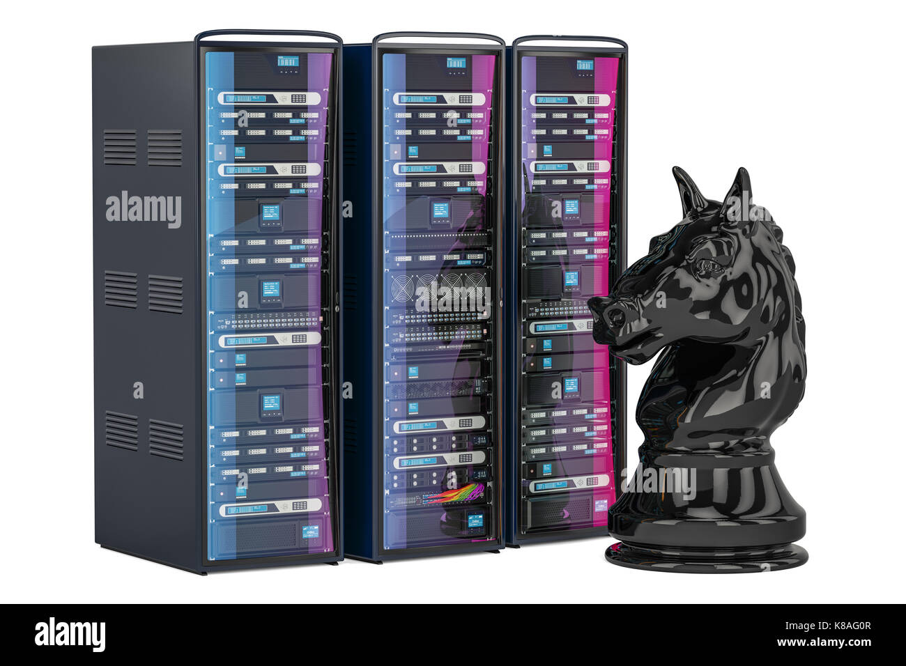 Computer Chess AI concept, 3D rendering isolated on white background ...