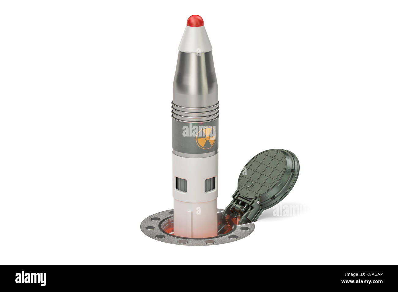 Missile launches from its underground silo launch facility, 3D ...