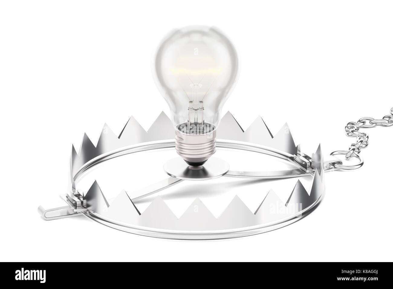 Trap with lightbulb, 3D rendering isolated on white background Stock Photo - Alamy