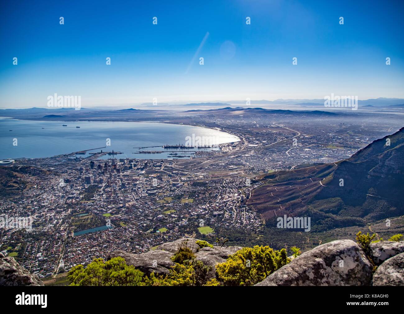 Landscape on top of the table mountain nature reserve in Cape Town at ...