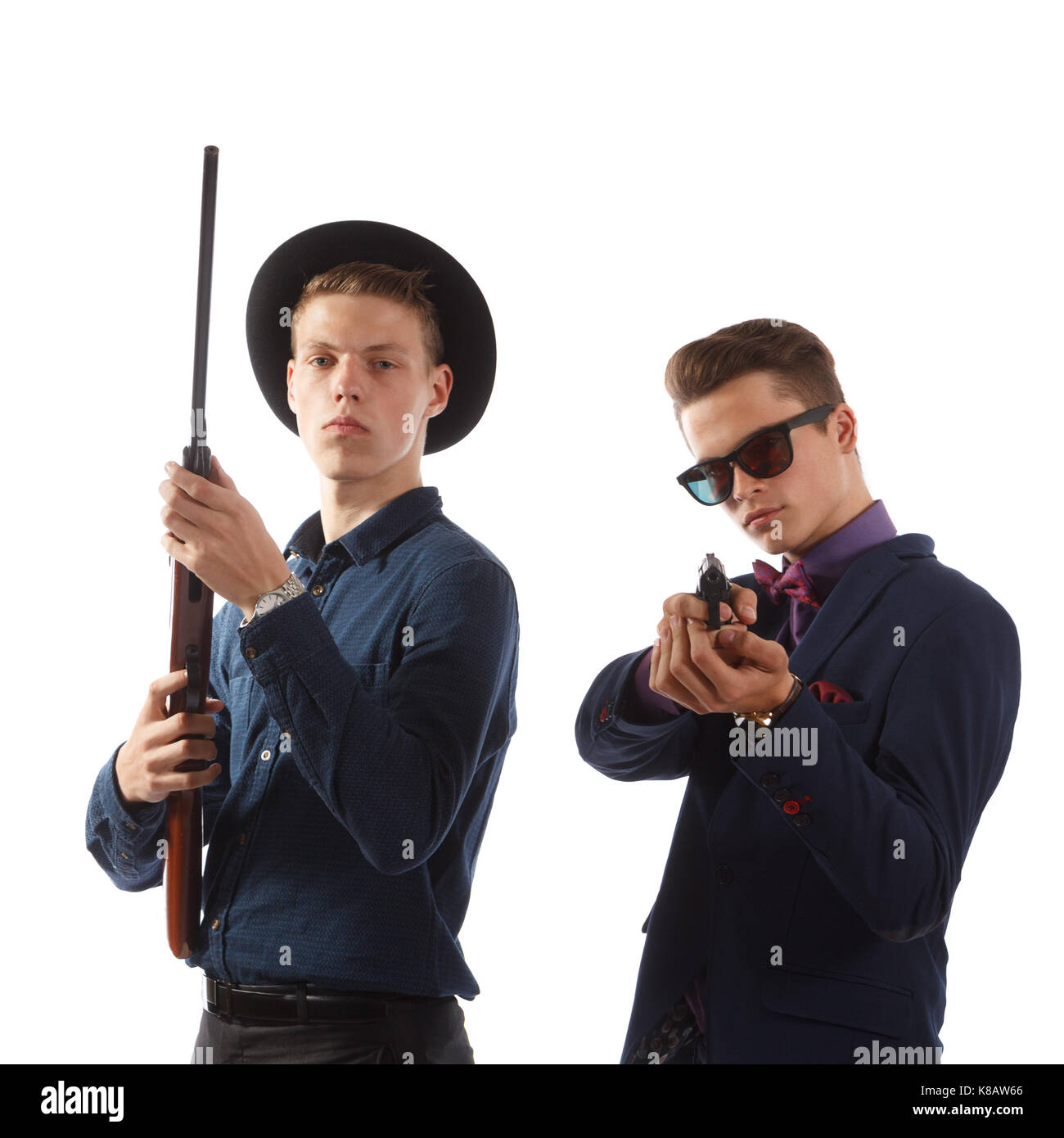Men with automatic gun Cut Out Stock Images & Pictures - Alamy