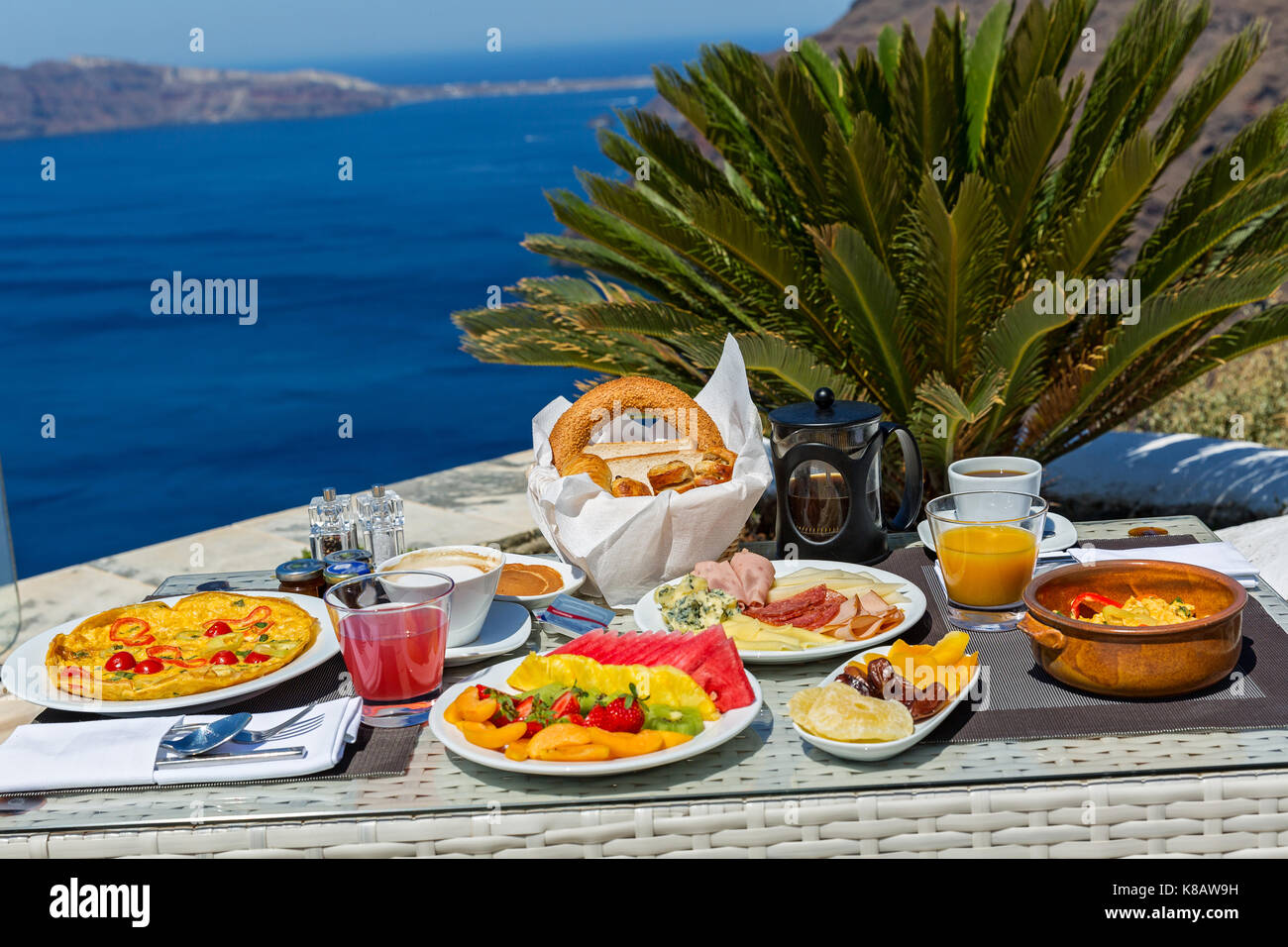 Romantic Breakfast for two on the seashore Stock Photo - Alamy