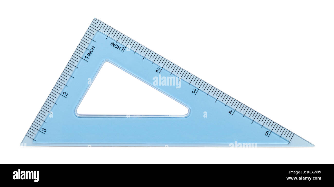 Blue Plastic Triangle Isolated on White Background Stock Photo - Alamy