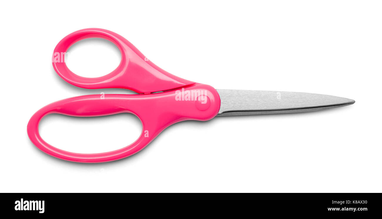 Pink Scissors Closed Isolated on White Background Stock Photo - Alamy