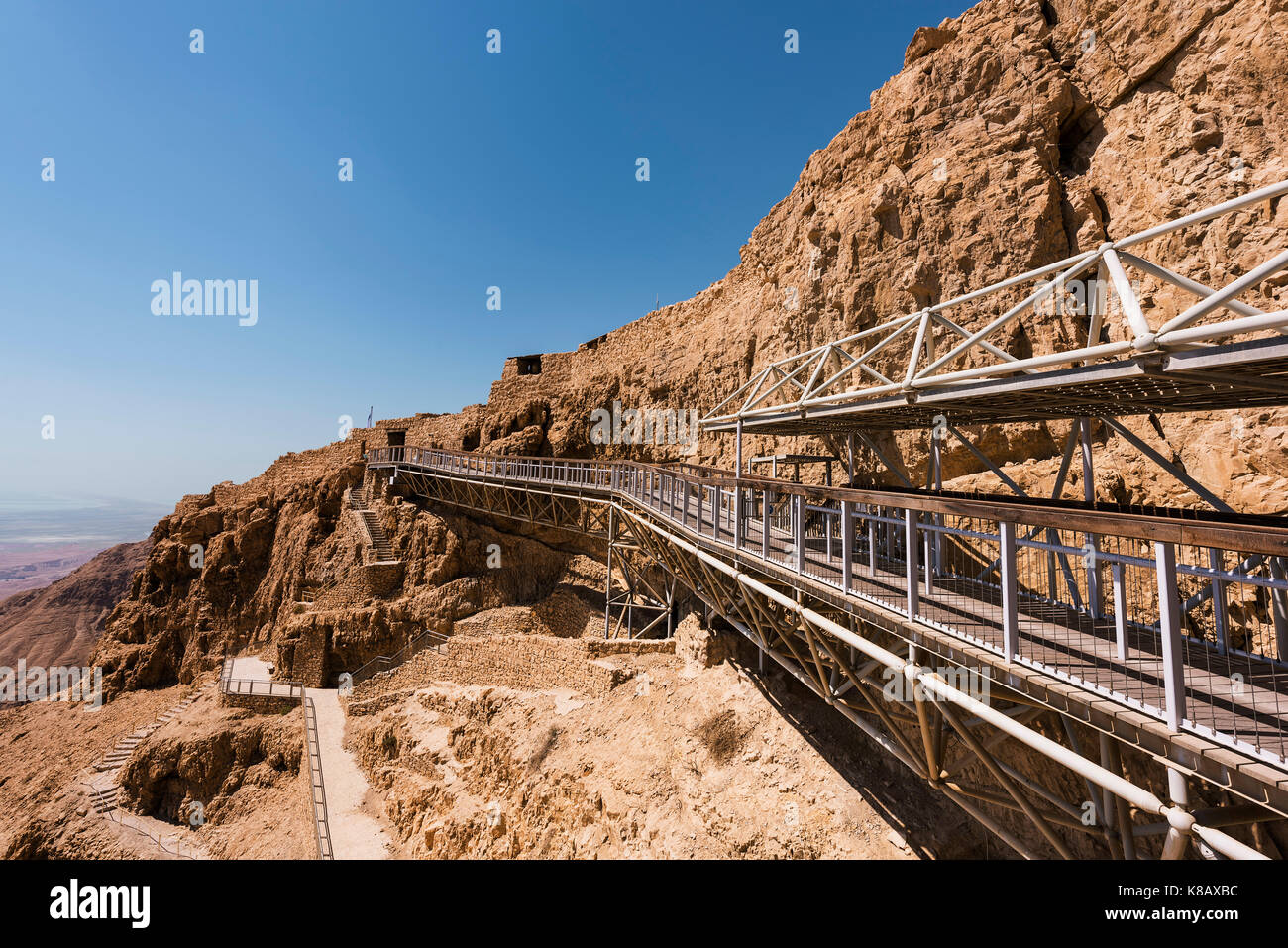 Cable car arriving to the top of Masada National Park Stock Photo - Alamy