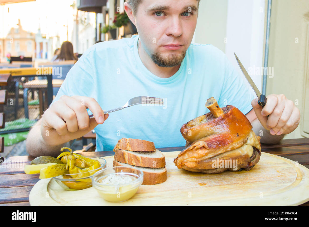 Fork male eat outdoor hi-res stock photography and images - Alamy