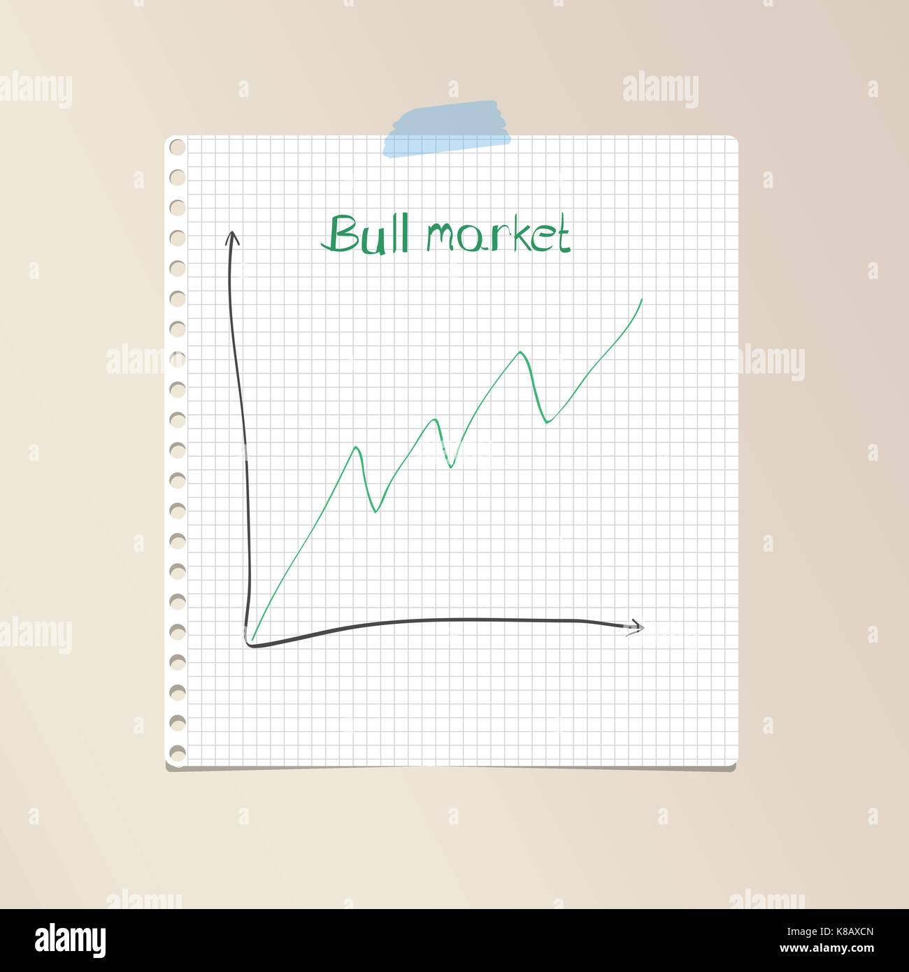 Bull market chart symbol on ripped note paper,vector illustration Stock ...