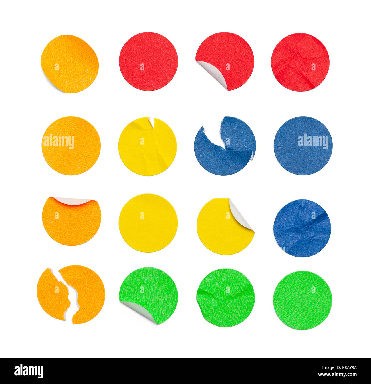 Round Colored Stickers Isolated on White Background Stock Photo - Alamy