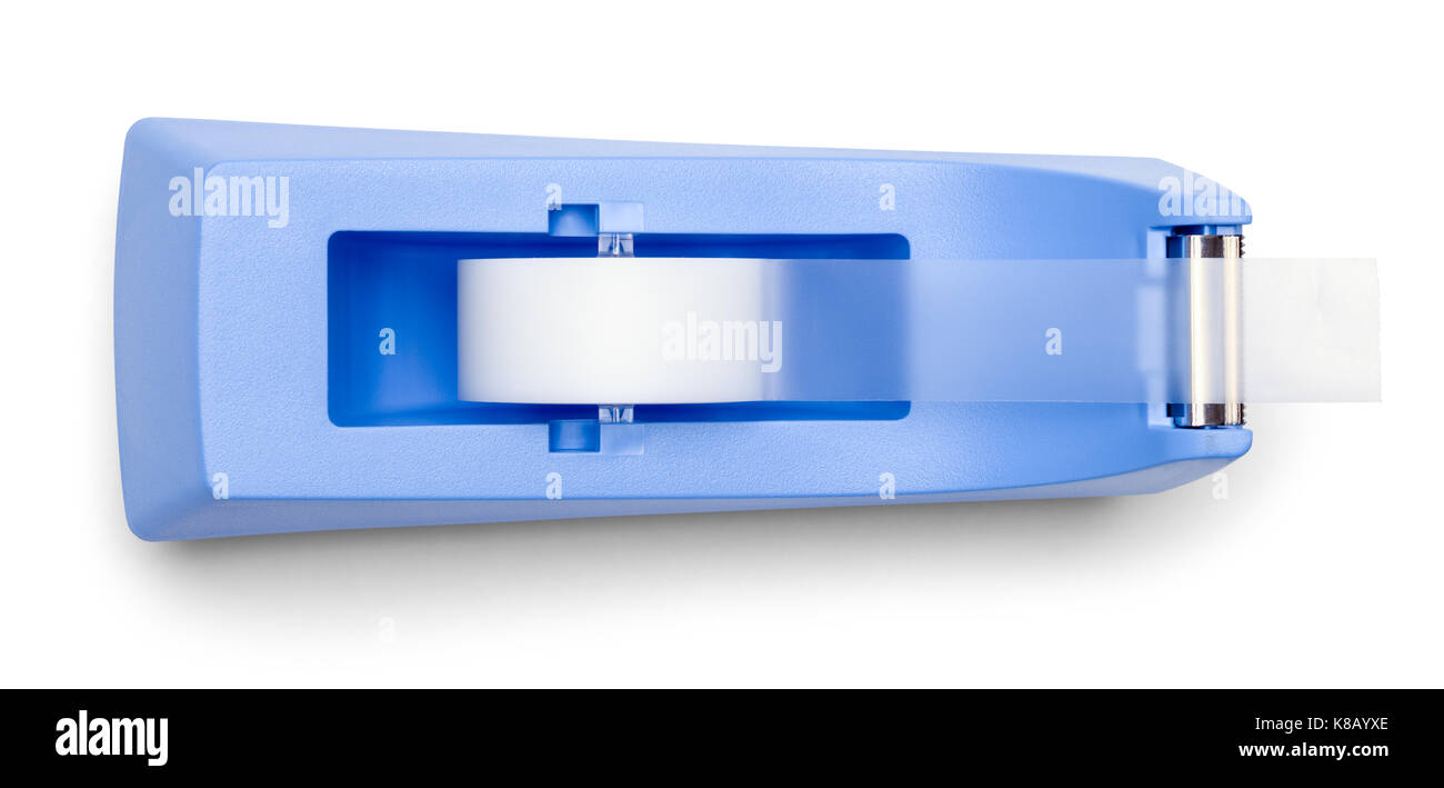Blue Clear Tape Dispenser Top View Isolated on White Background Stock ...
