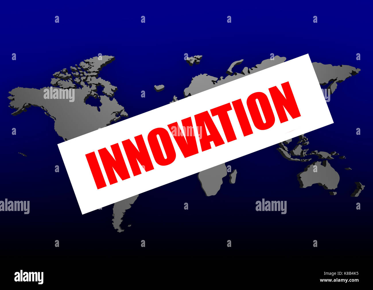 Innovation word on the blue world map Stock Photo - Alamy