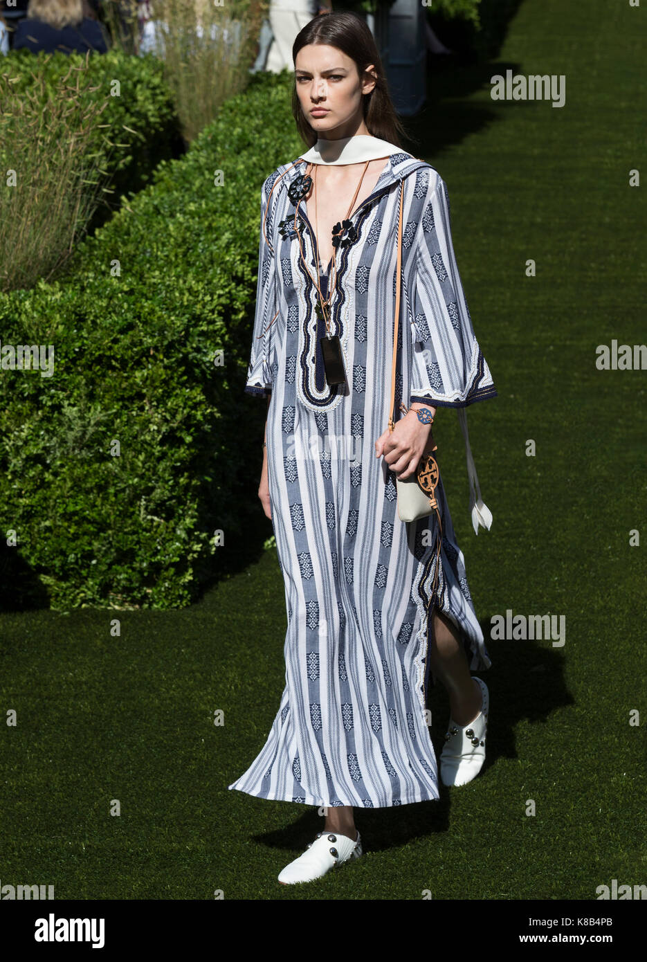 NEW YORK, NY - September 08, 2017: Marie Damian walks the runway at the ...
