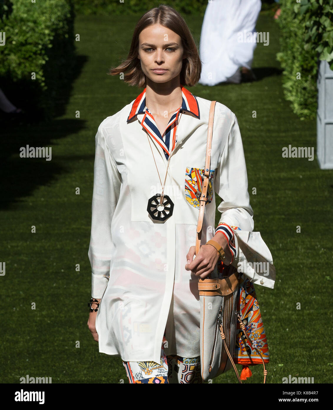 NEW YORK, NY - September 08, 2017: Birgit Kos walks the runway at the ...