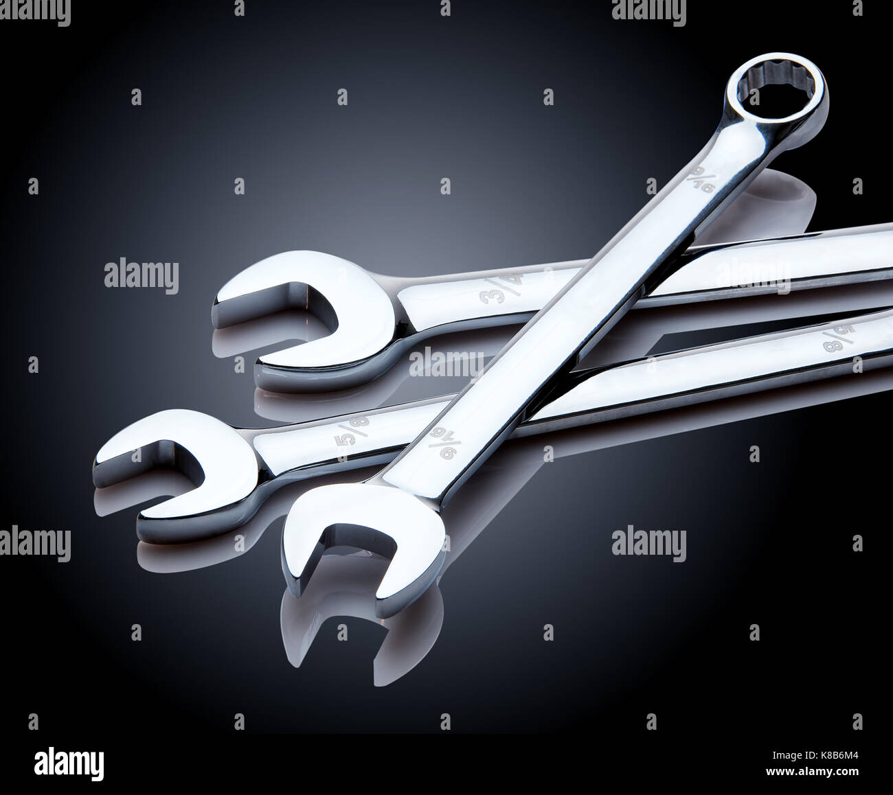 Wrench set Isolated on gradient gray background Stock Photo - Alamy